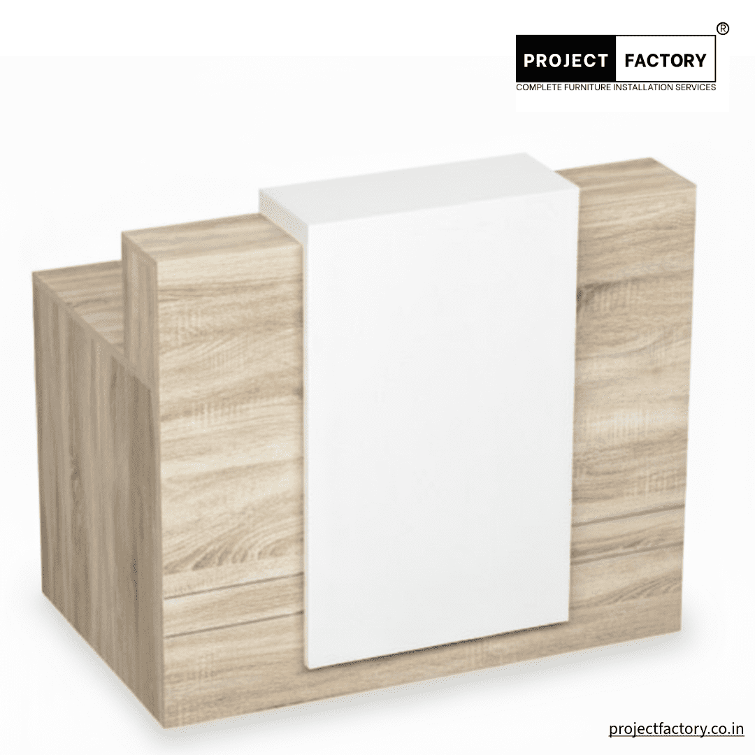 Project Factory Modern Reception Table – White Teak Wood Finish - shopmsme